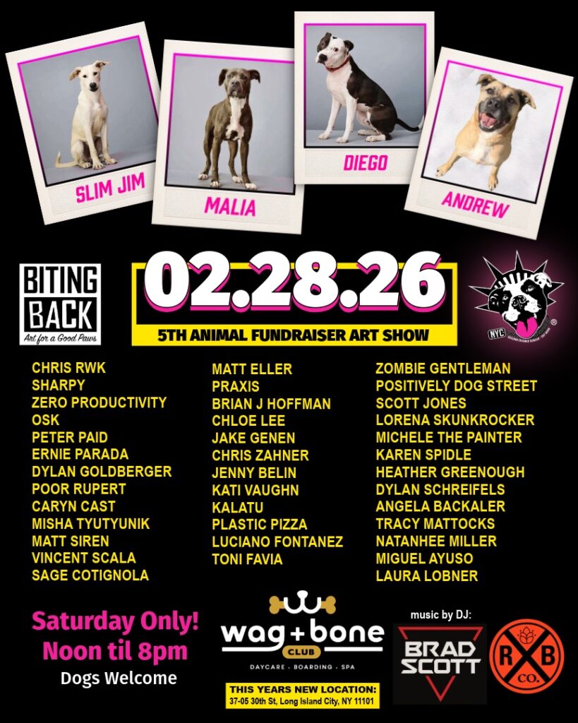 5th Annual Fundraiser Art Show: Biting Back NYC x Second Chance Rescue ...